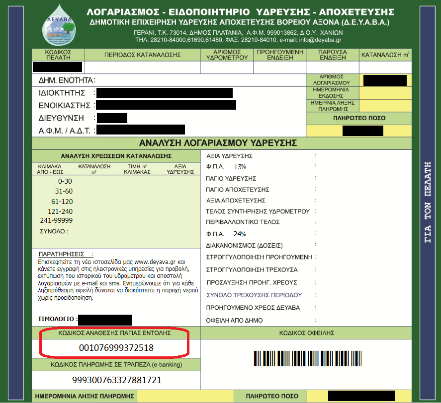 i-Bill: Δ.Ε.Υ.Α. Βορείου Άξονα Χανίων